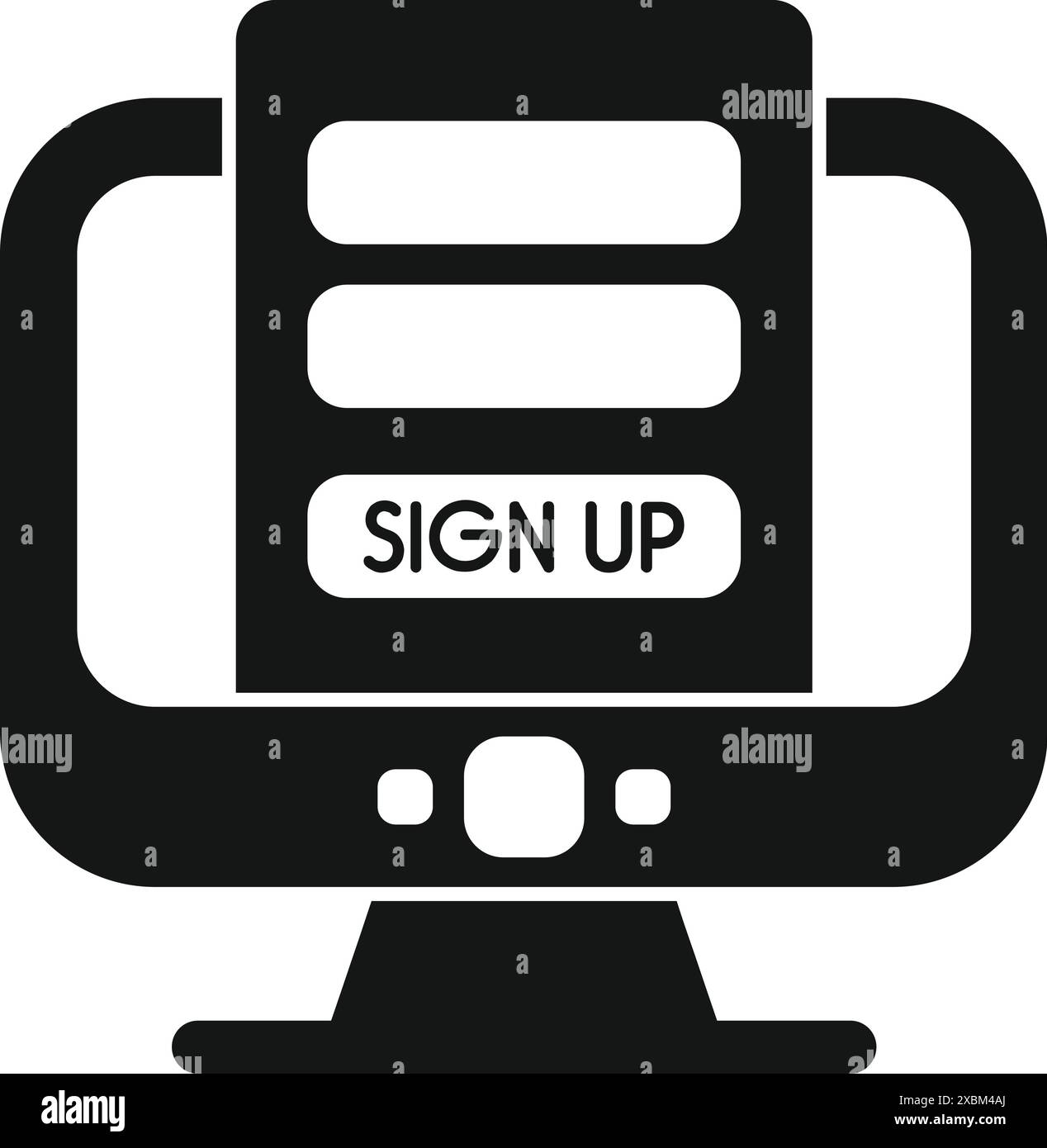 Black glyph icon for online registration form being displayed on a ...