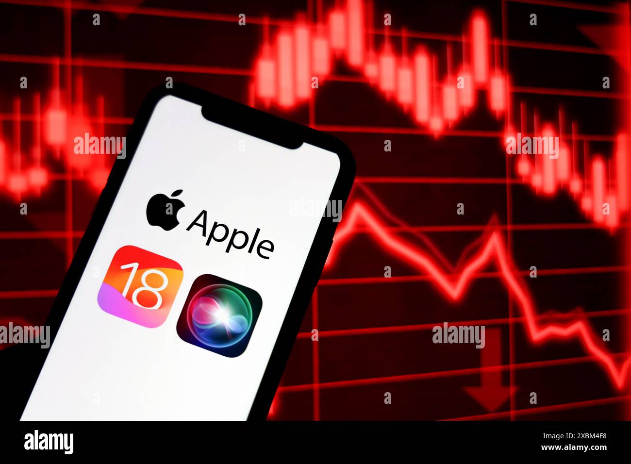 In this photo illustration a Apple iOS 18 logo seen displayed on an ...