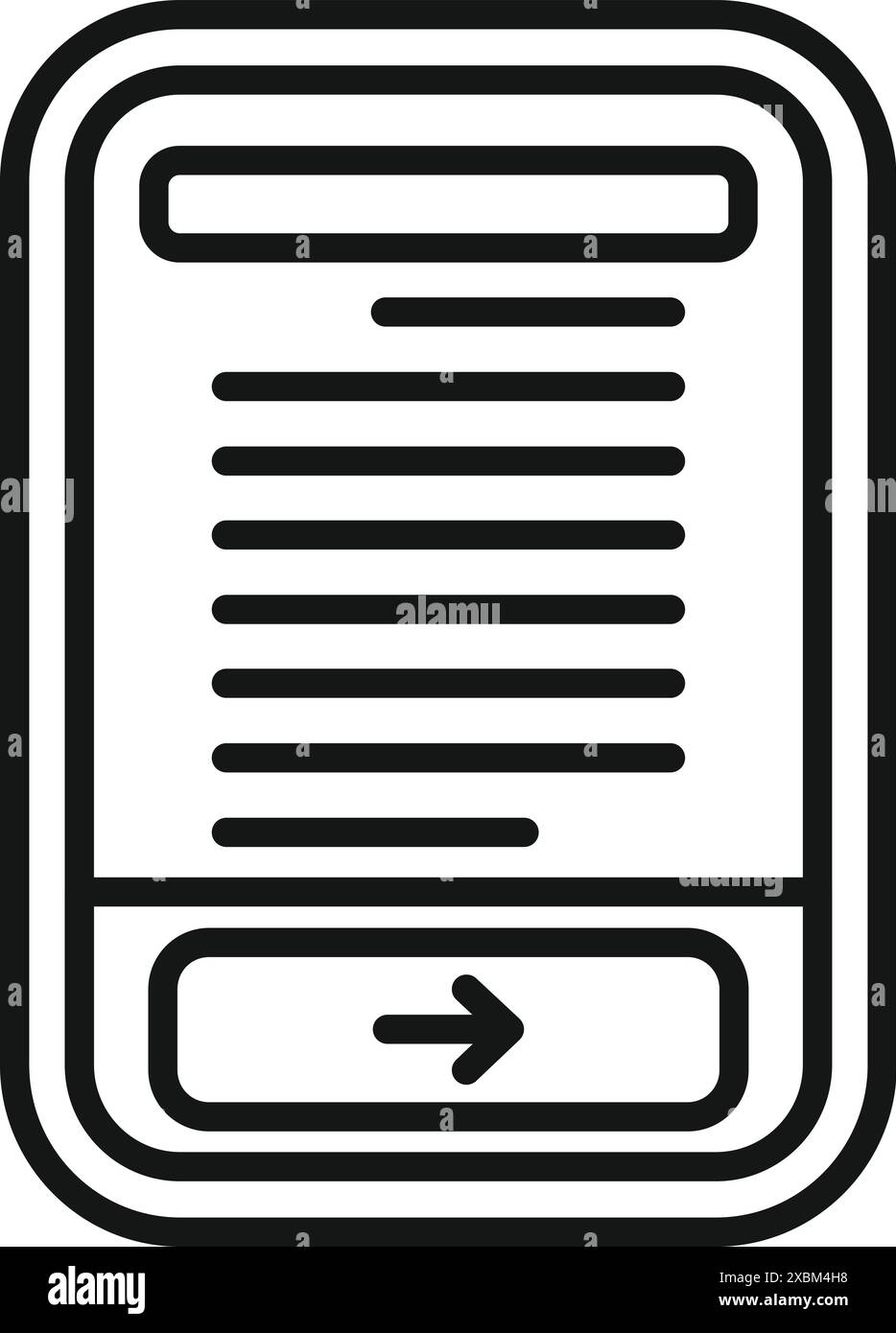 Icon of a smartphone showing text and a right arrow button Stock Vector ...