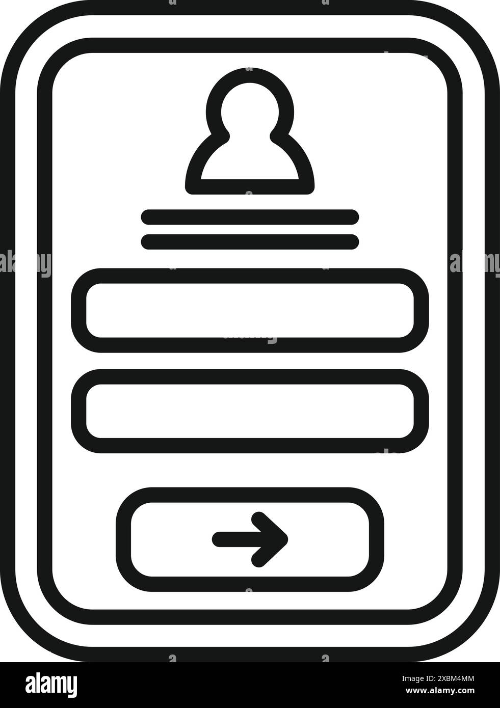 Smartphone displaying user profile interface with editable fields and arrow button for ...