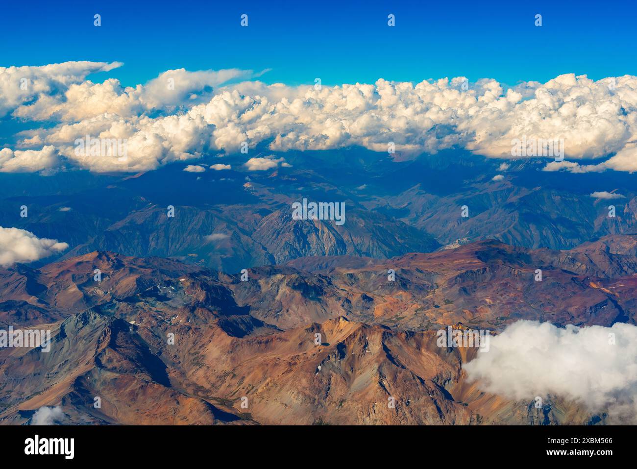 Aerial view of the Andes mountain range in the border between Chile and ...