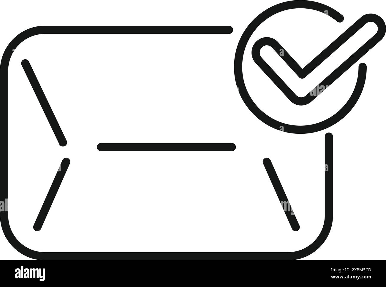 Simple line icon of an envelope with a check mark, representing successful email delivery or a ...