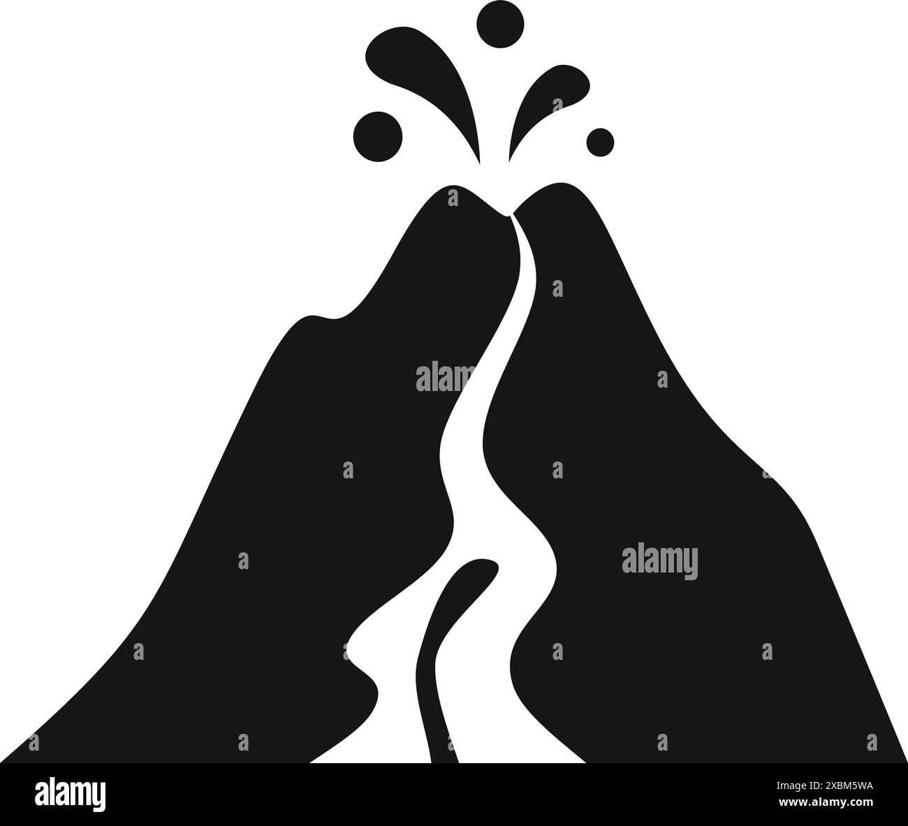 Black silhouette icon of a volcano erupting lava Stock Vector Image ...