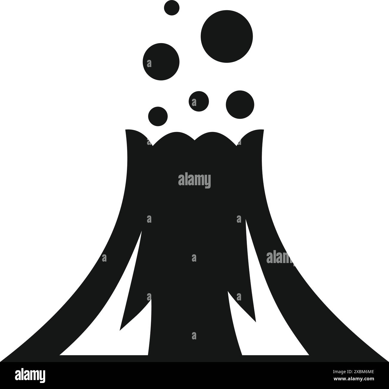 Volcano erupting with smoke and magma flowing down sides icon Stock ...