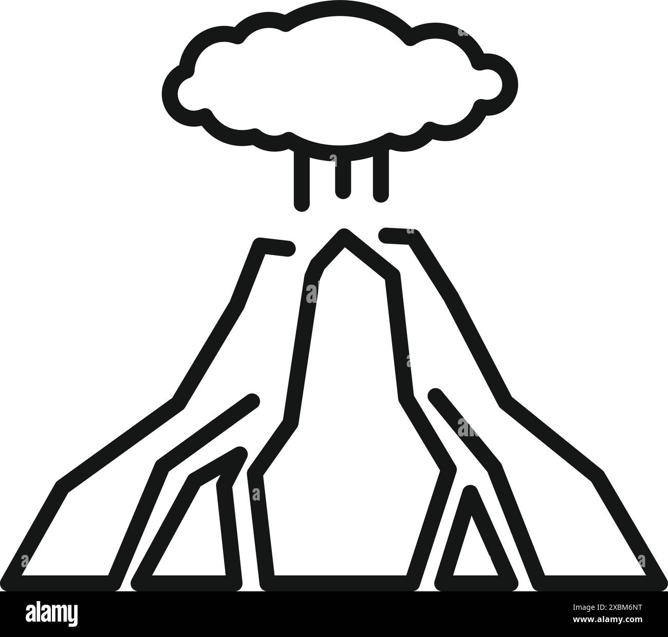 Line art illustration of a volcano erupting, spewing ash and smoke into ...