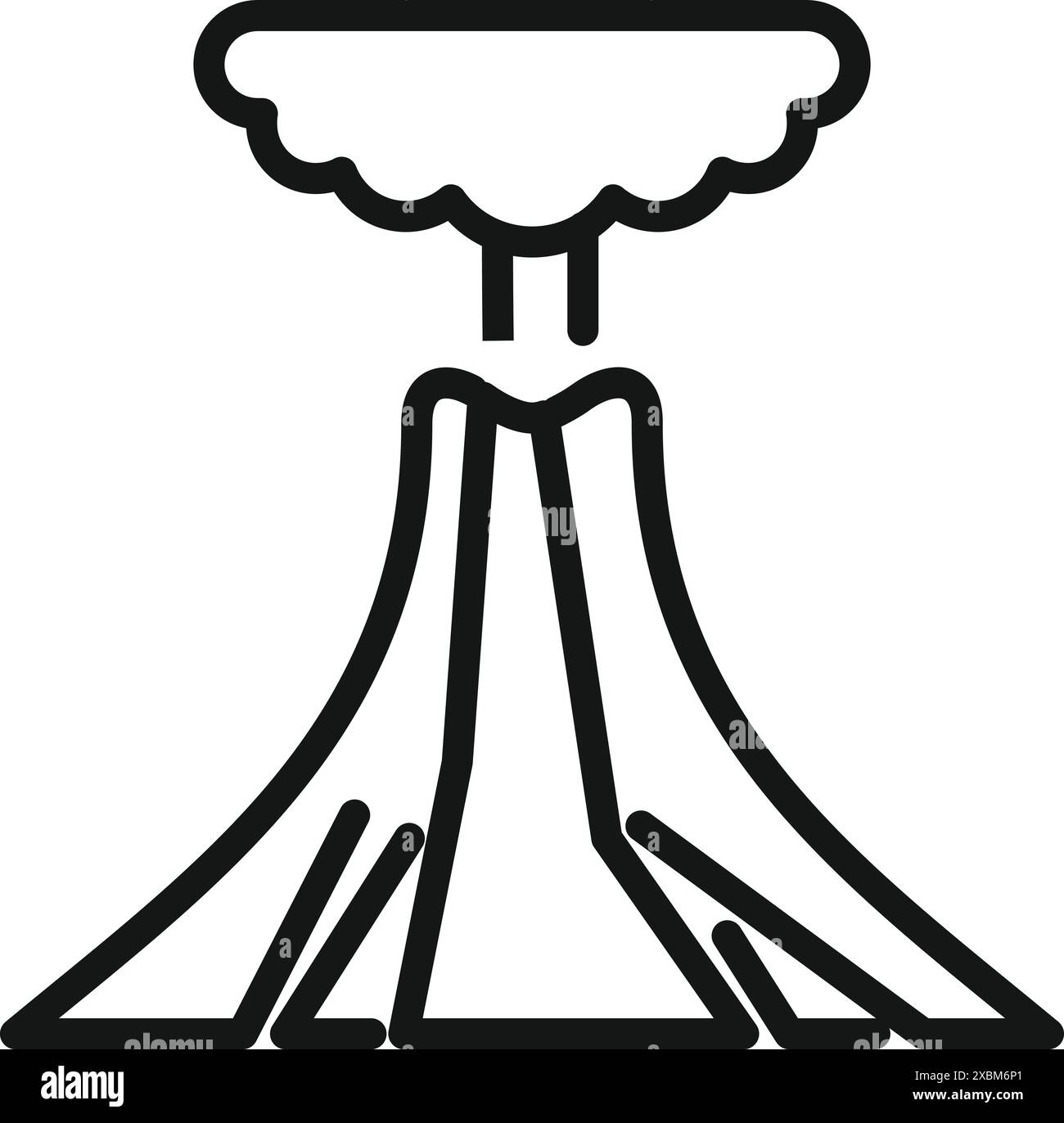 Line art icon of a volcano erupting, with smoke billowing out of the ...