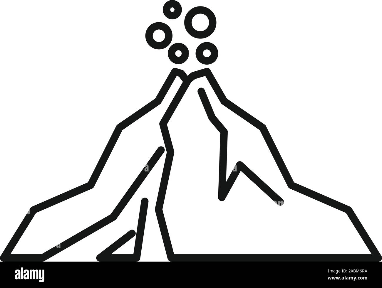 Simple line art icon of a volcano erupting, with smoke billowing from ...