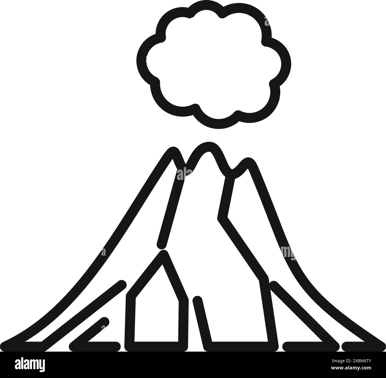 Simple line drawing of a volcano erupting with a smoke cloud Stock ...
