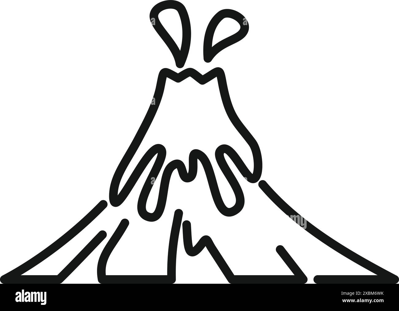 Simple outline icon of a volcano erupting hot lava Stock Vector Image ...