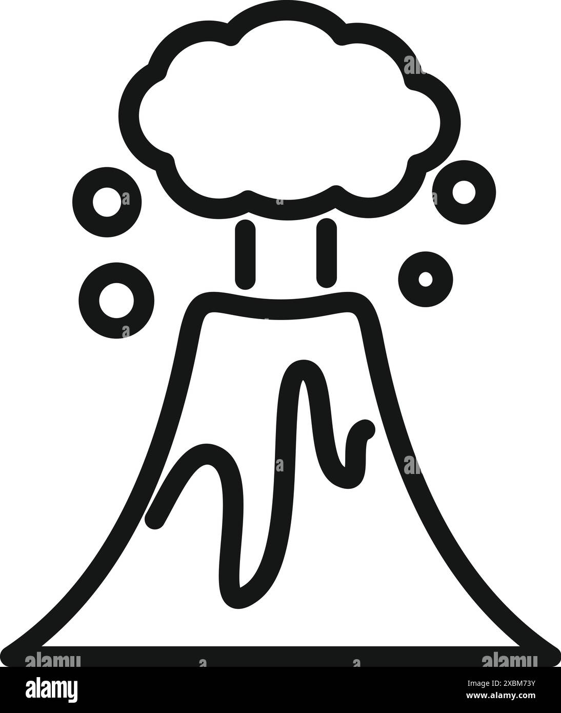 Simple line art illustration of a volcano erupting, with smoke ...