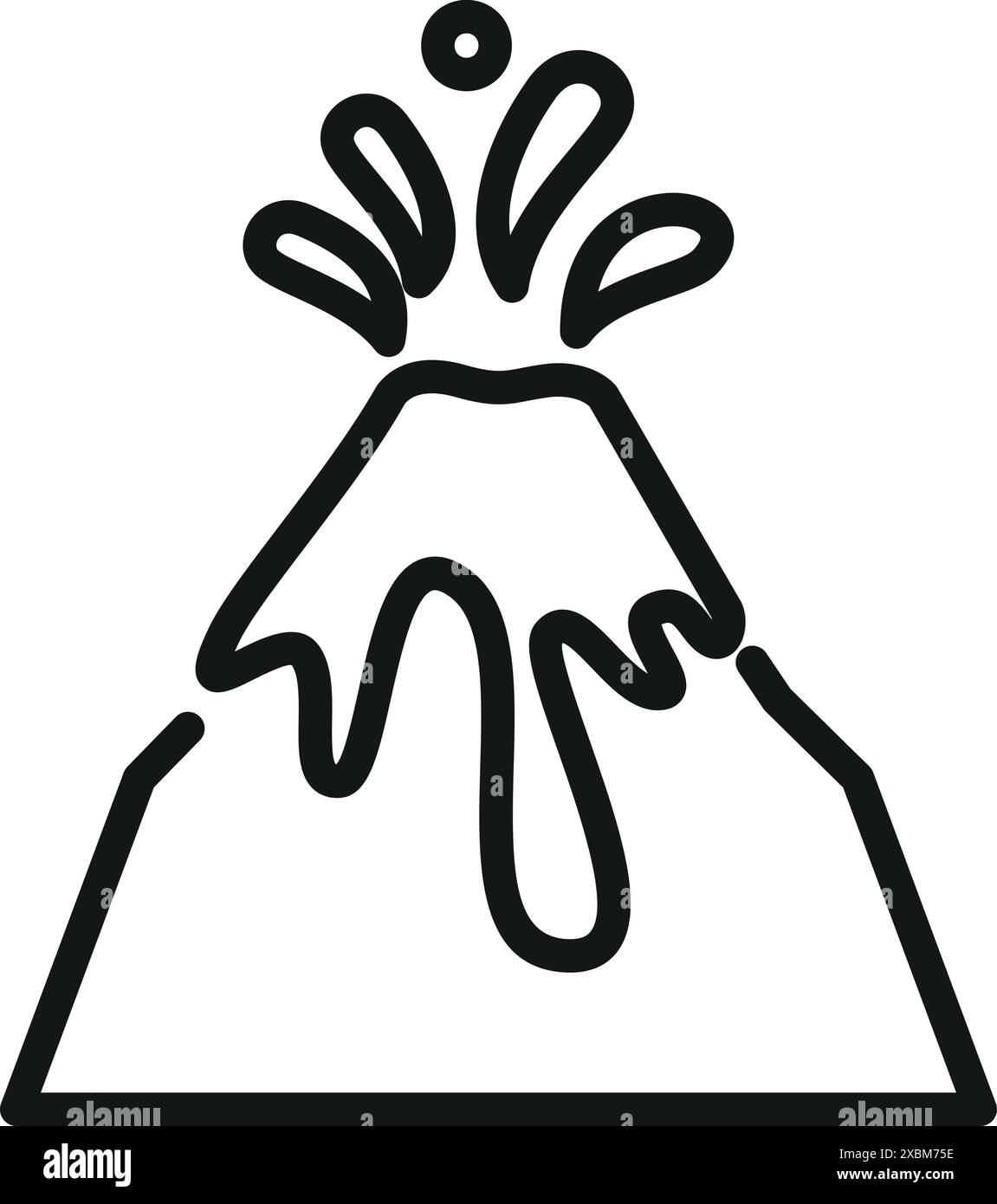 Simple line art icon of a volcano erupting with lava flowing down its ...