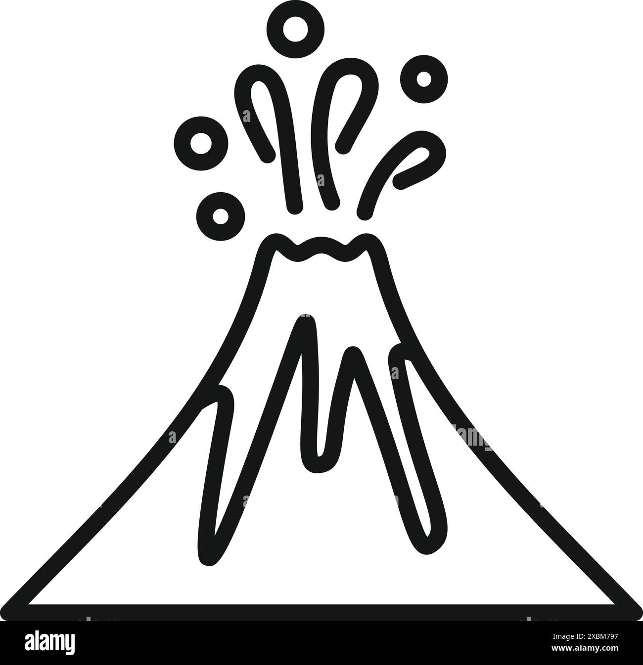 Simple line icon of a volcano erupting with magma, smoke and ash Stock ...