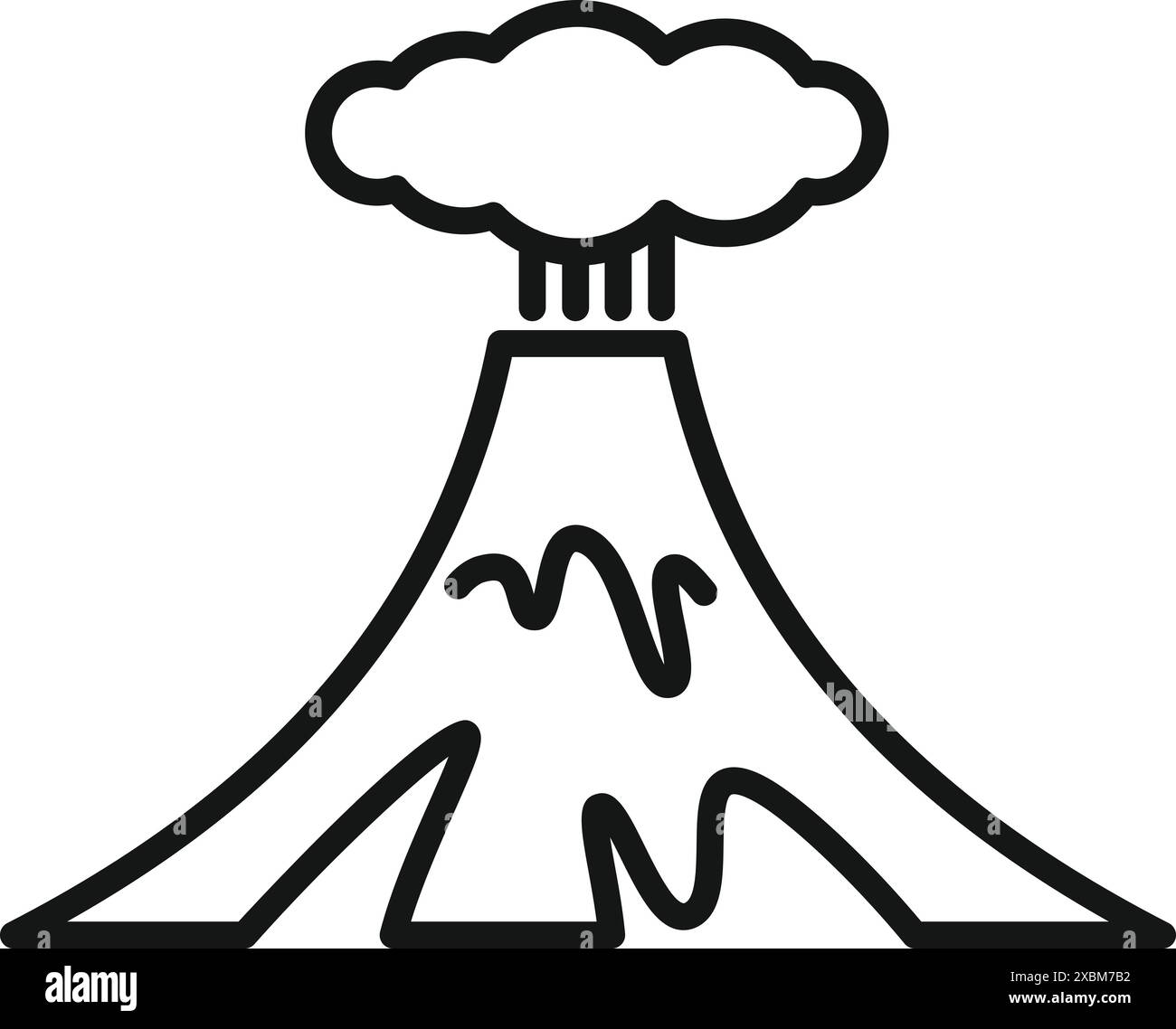Simple line art illustration of a volcano erupting with smoke Stock ...
