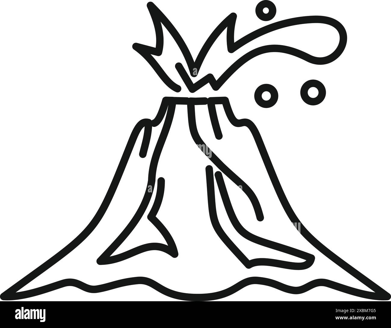 Line drawing of a volcano erupting with molten lava Stock Vector Image ...
