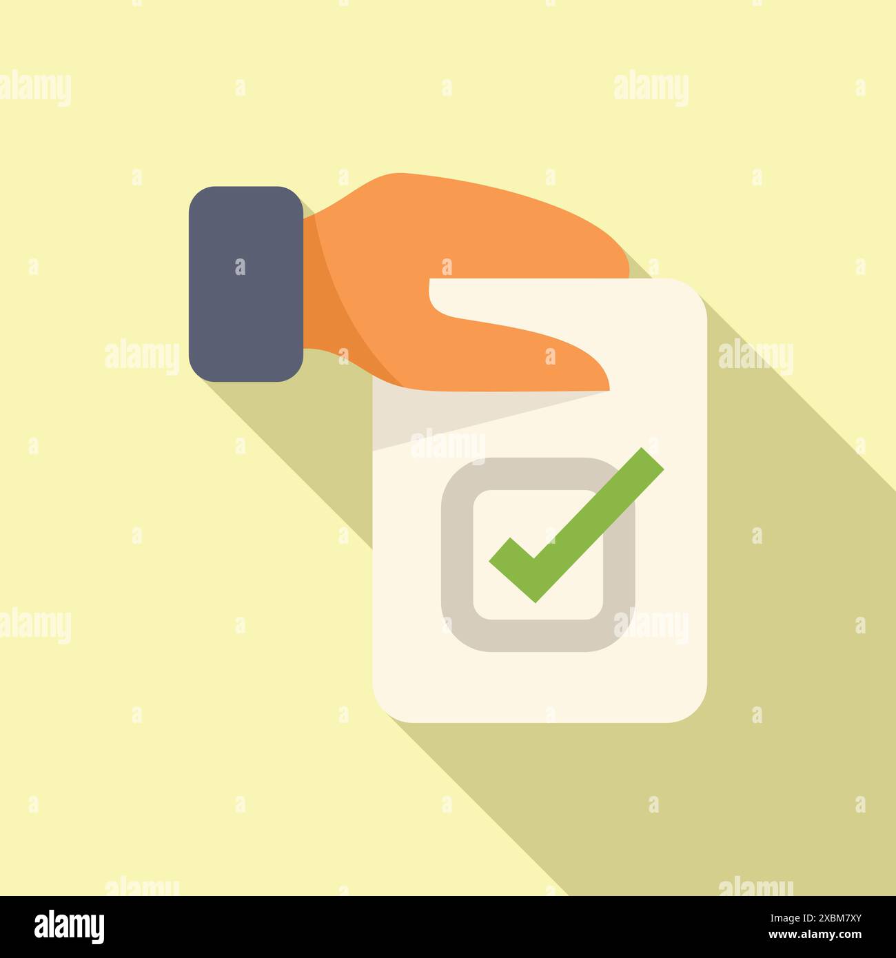 Hand is putting a checkmark in a check box, indicating approval ...