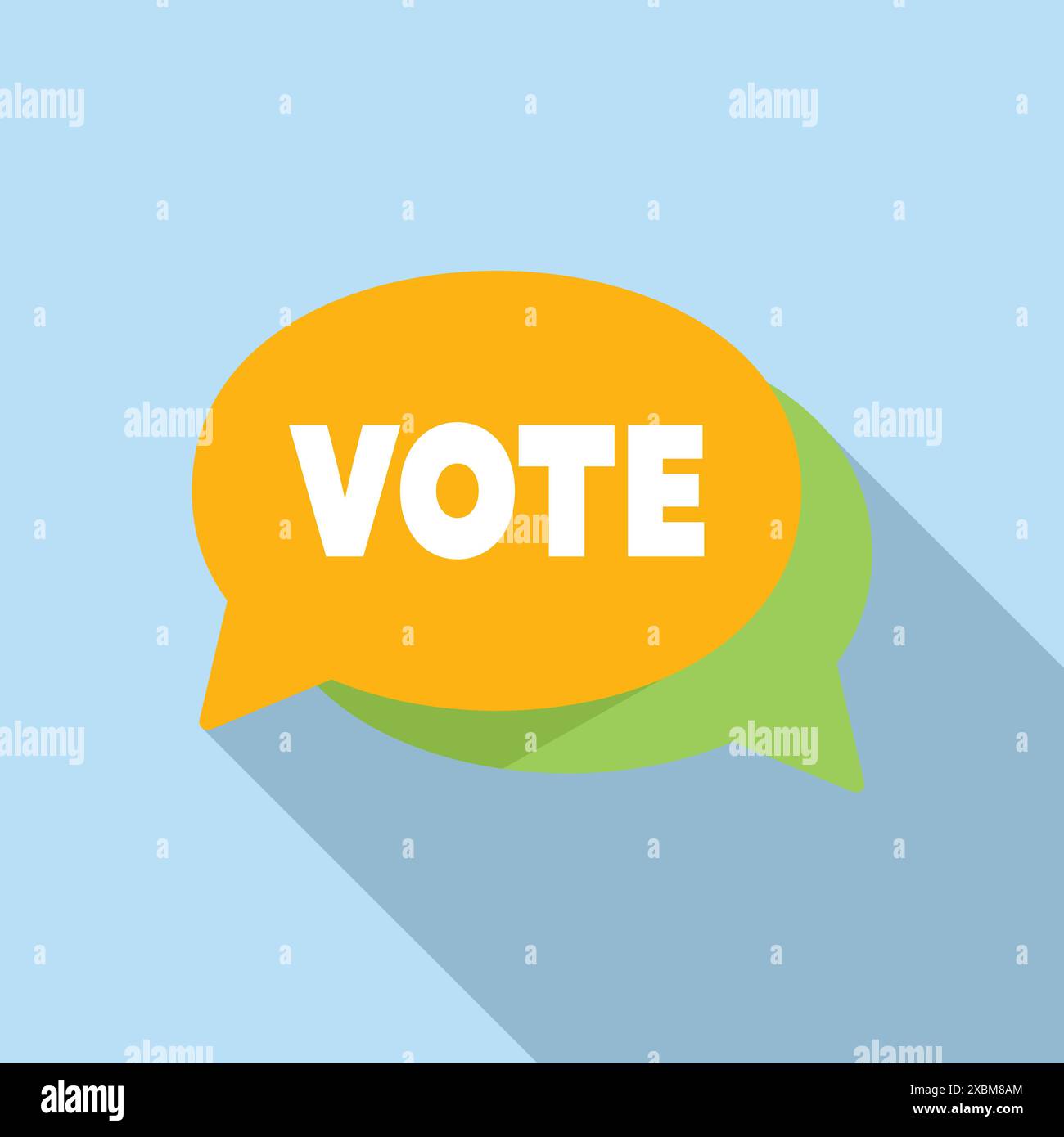 Speech bubble is showing the word vote, encouraging people to vote in ...