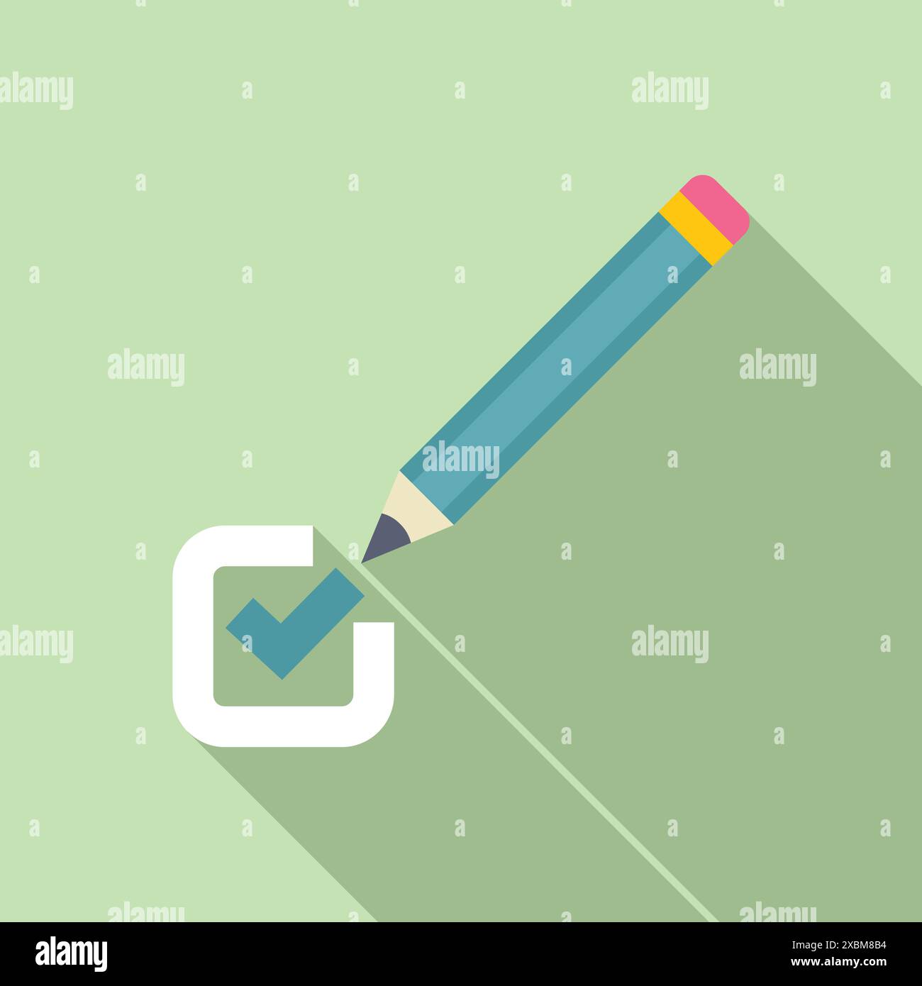 Pencil is placing a checkmark in a checkbox, symbolizing a completed ...