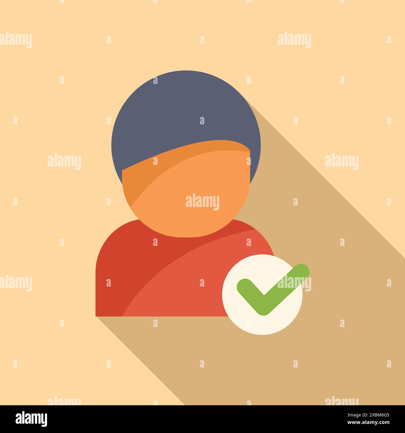 Illustration of a person getting verified with a green check mark ...