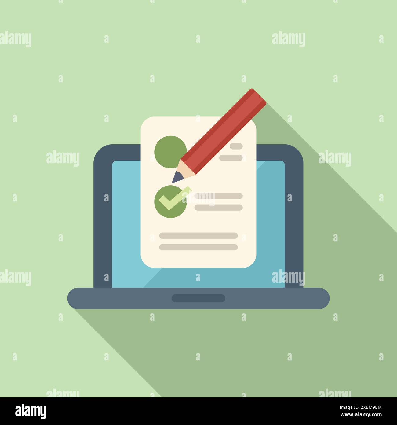 Online survey being filled out on a laptop with a pencil marking a ...