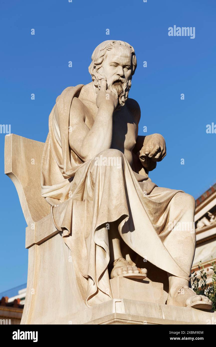 Sculpture of the Greek philosopher Socrates in front of the Academy of ...