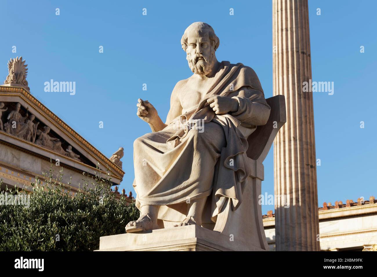 Sculpture of the Greek philosopher Plato, Plato, blue sky, sculptor ...