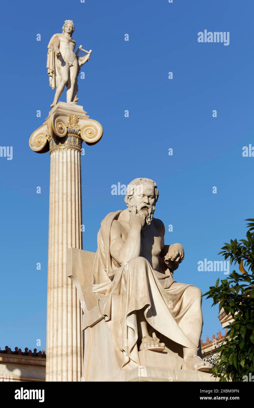 Sculpture of the Greek philosopher Socrates in front of the Academy of ...