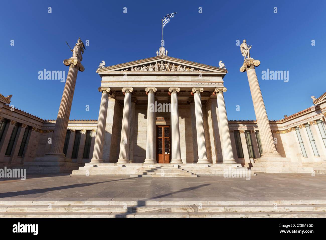 Academy of Athens, blue sky, neoclassical building from 1885, architect ...
