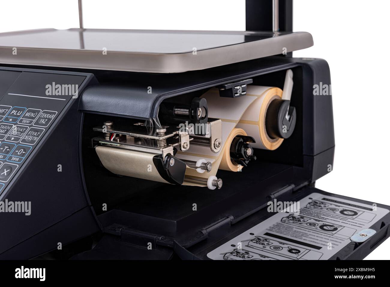 Electronic store scales isolated on a white background. A Replacing ...