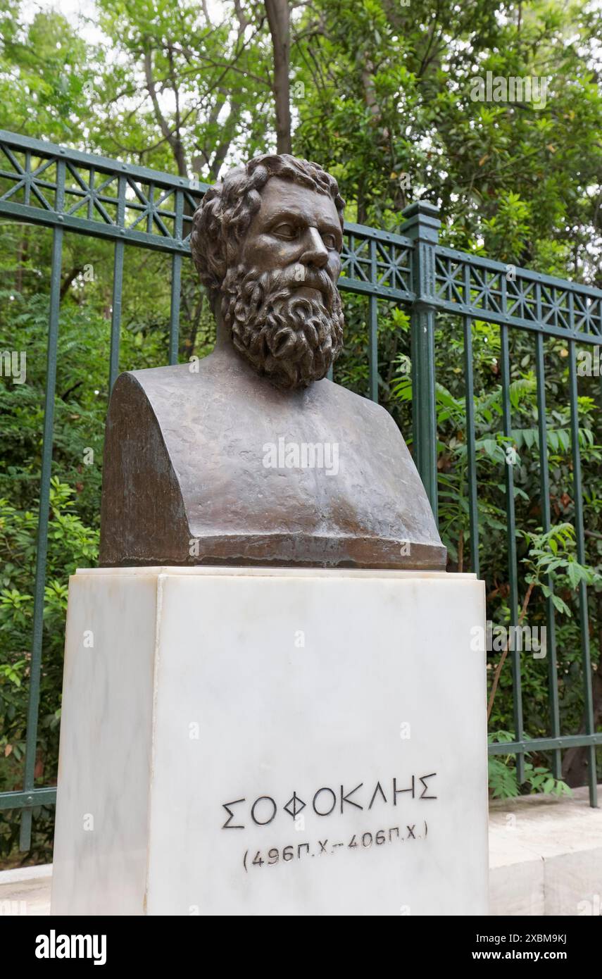 Portrait bust of Sophocles, Greek tragedian, National Garden of Athens ...