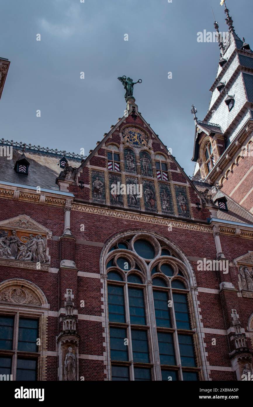 Historic Gothic facade of the Rijksmuseum made of bricks with ...