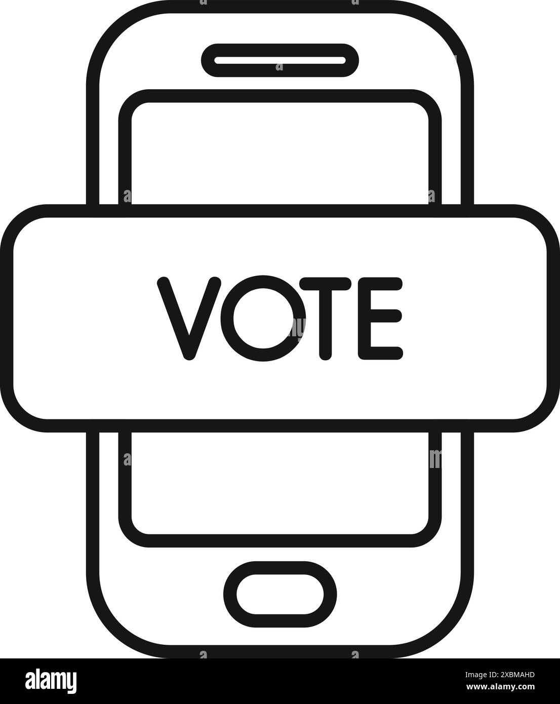 Simple icon of a smartphone showing a vote button for online voting ...