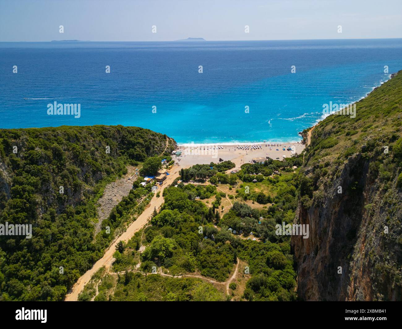 Aerial view of the Gjipe Beach coastline between Dhermi and Himara on ...