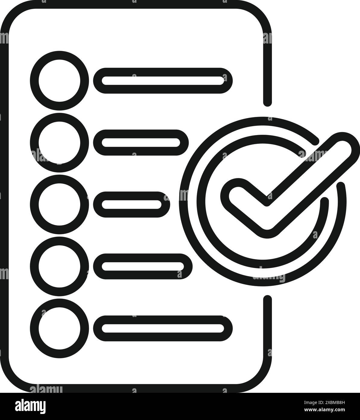 Simple icon of a checklist with a bold check mark signifying approval ...