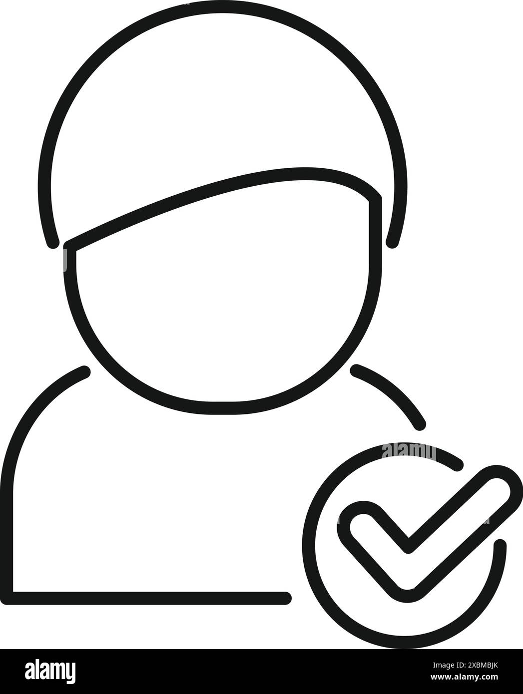 Line icon representing a businessman with a check mark, symbolizing a ...