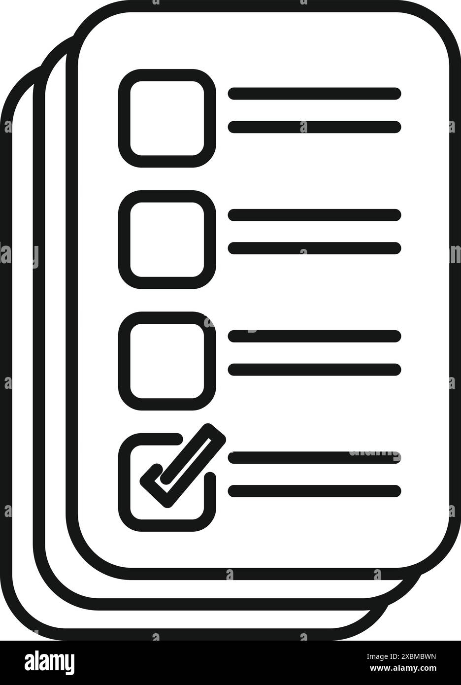 Line art icon of a stack of documents with a check mark indicating completion Stock Vector Image ...