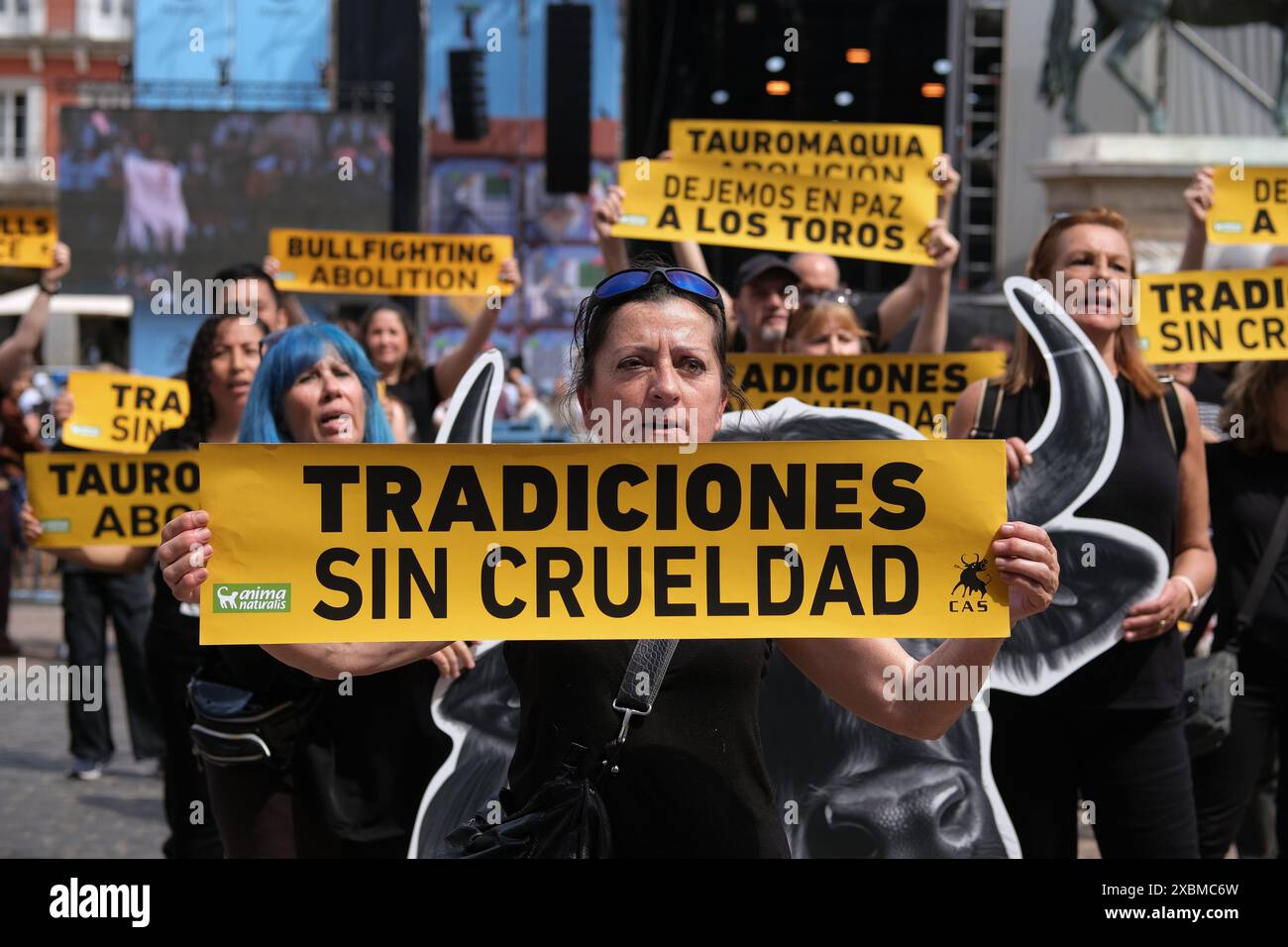 demonstration against bullfighting and animal abuse demanding the ...