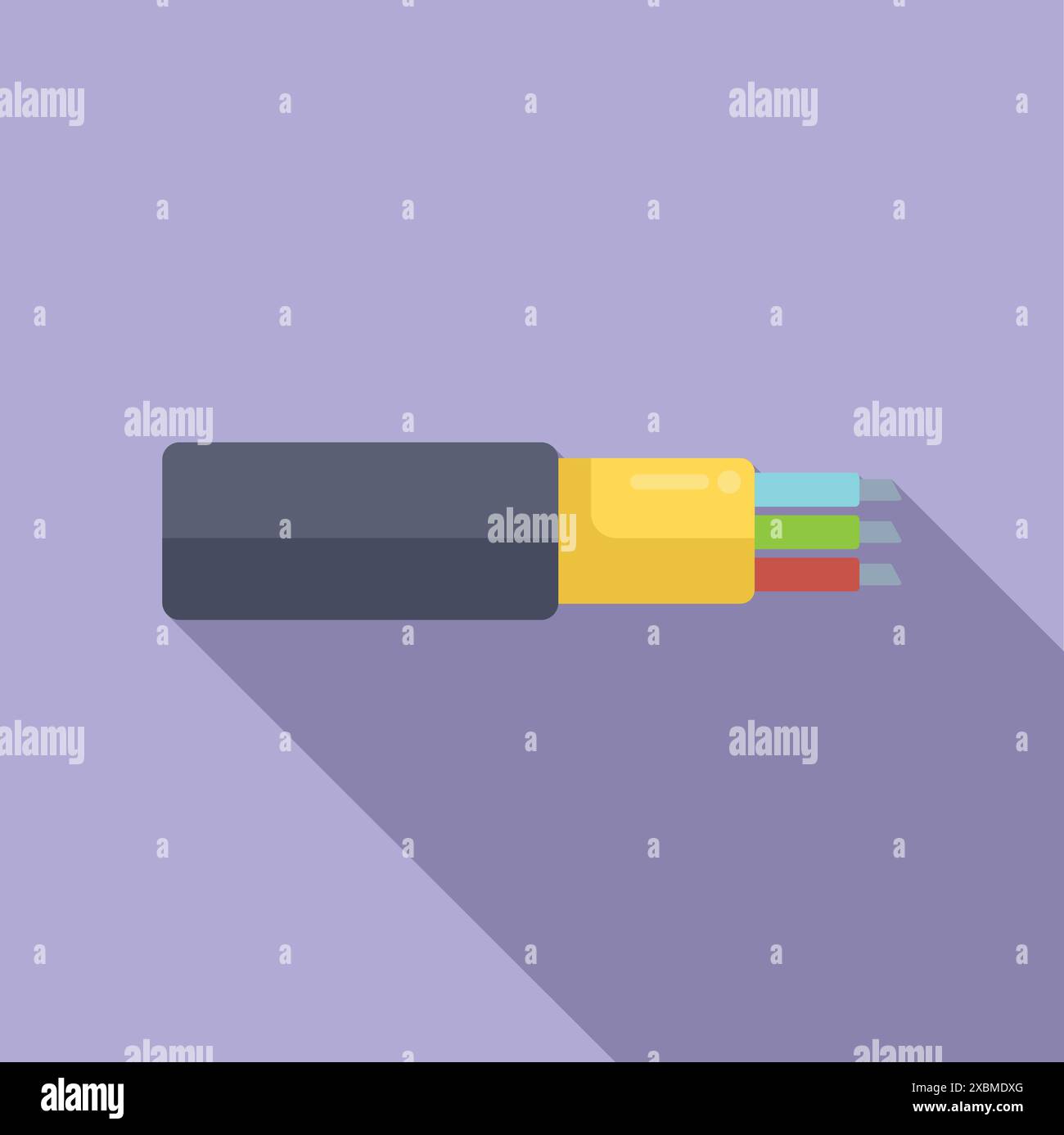 Illustration of an optical fiber cable transmitting data through light ...