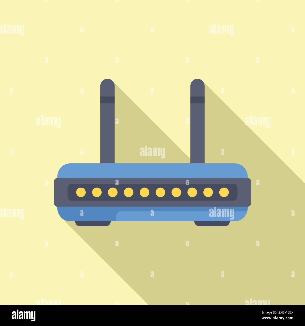 Blue wifi router with two antennas providing strong wireless signal for ...