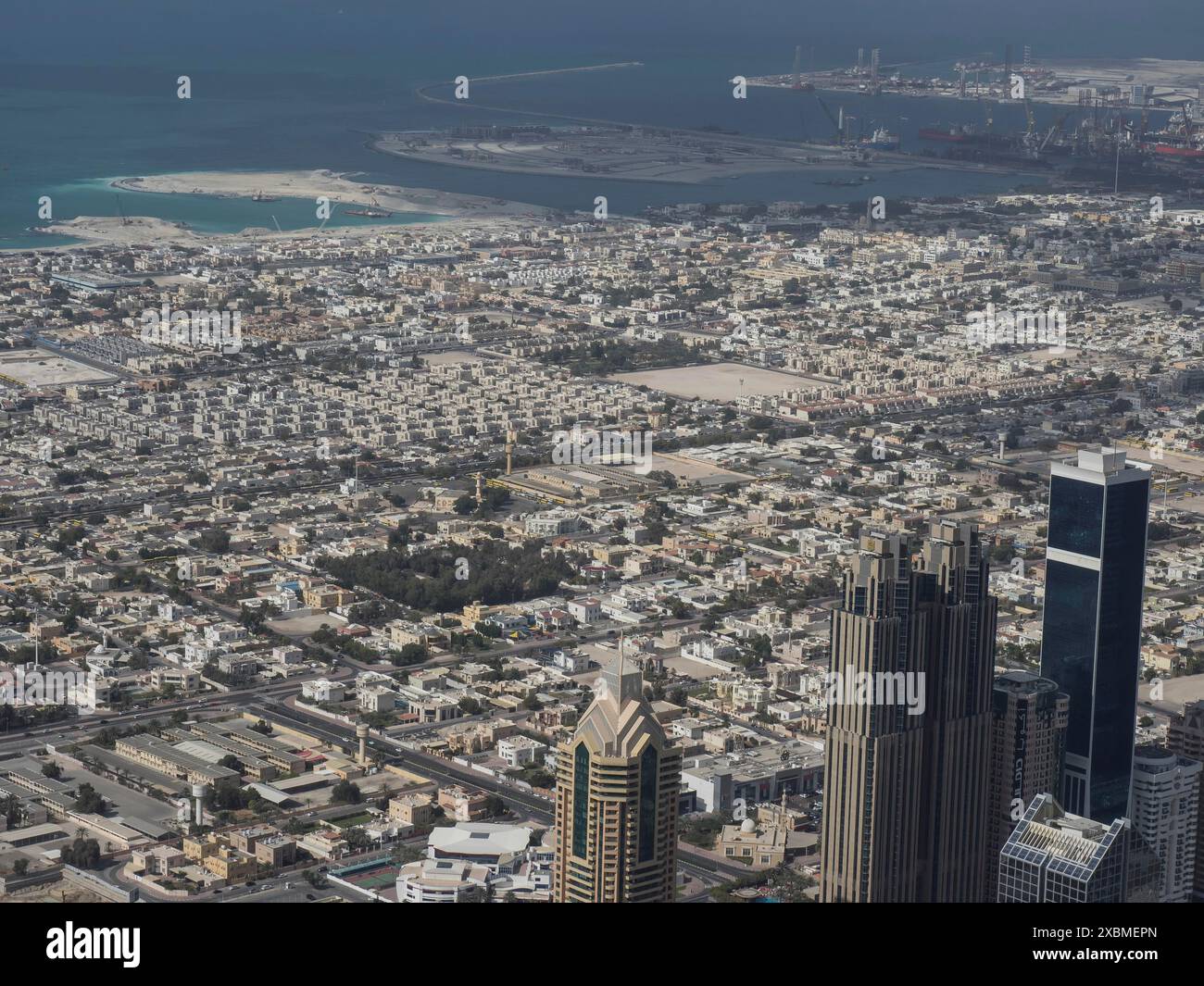 Aerial view of an urban landscape with high-rise buildings near the ...