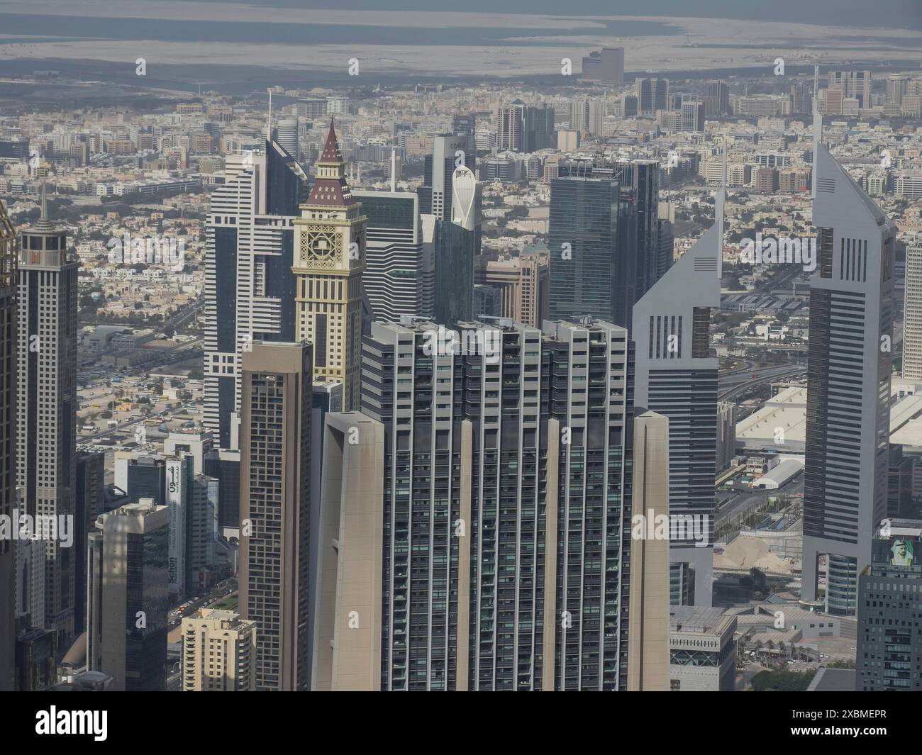 Panorama of a modern skyline with numerous skyscrapers and striking ...