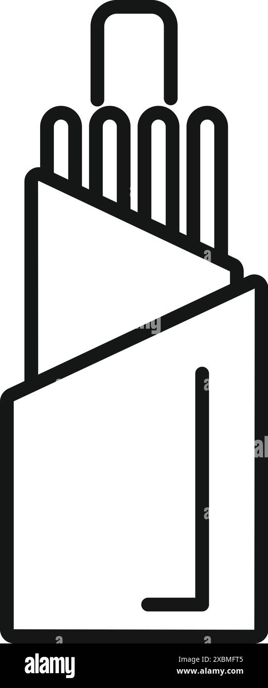 Line drawing of a fiber optic cable box containing many strands of ...