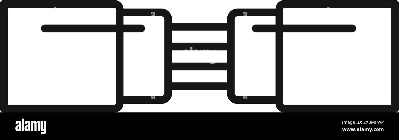 Simple line icon of a terminal block connector connecting two electric ...