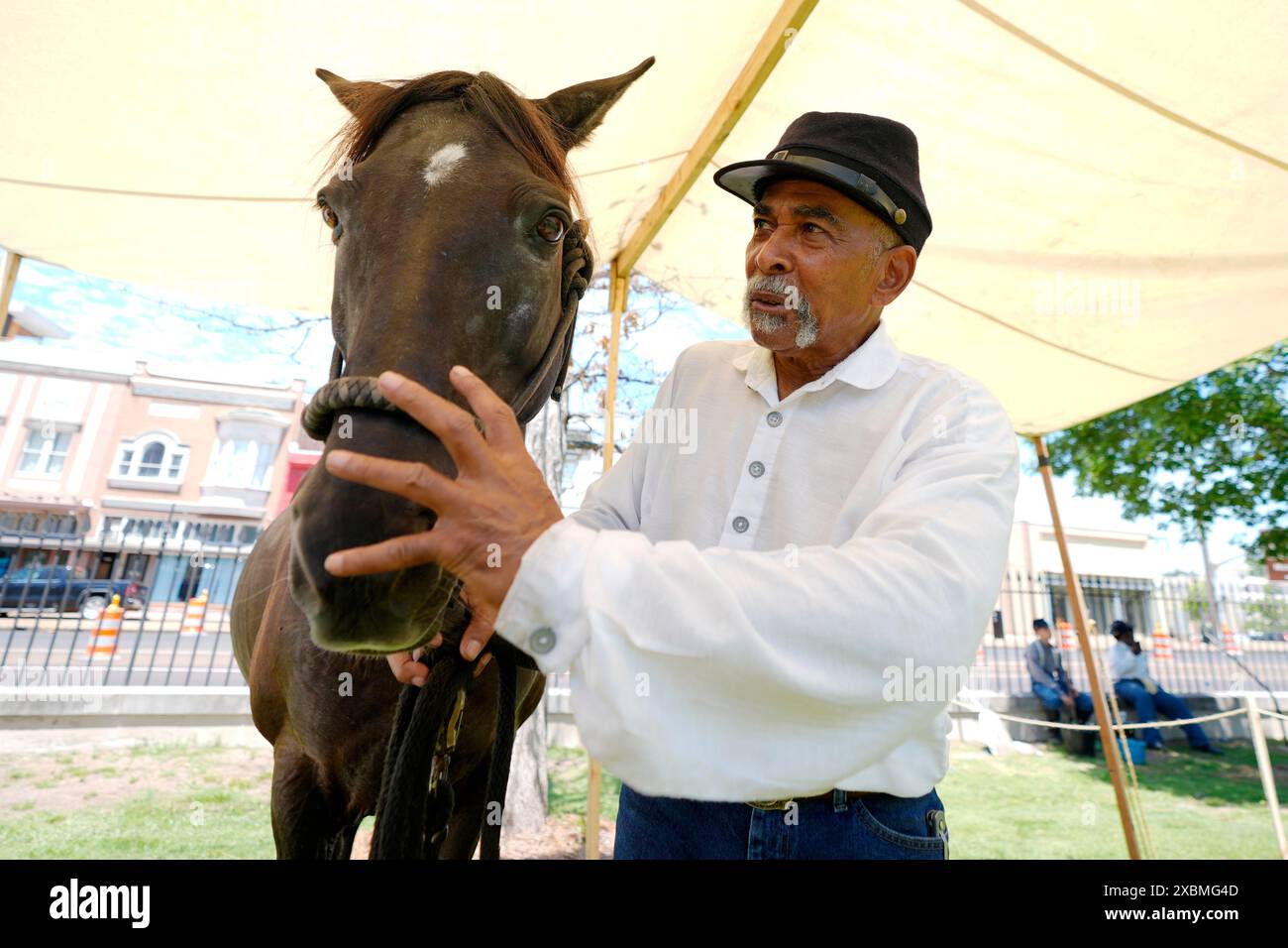 Civil War reenactor Louis Wilder explains how members of the 3rd United ...