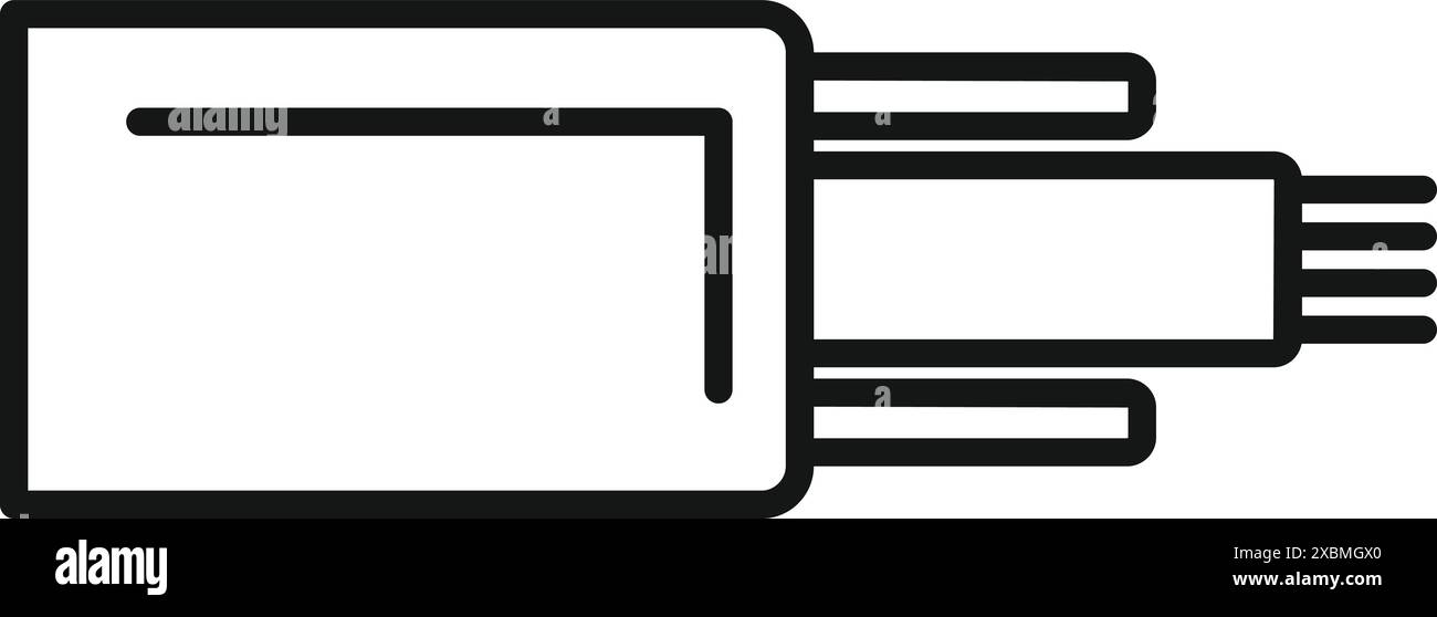Line art icon of a fiber optic cable connecting into a network switch ...