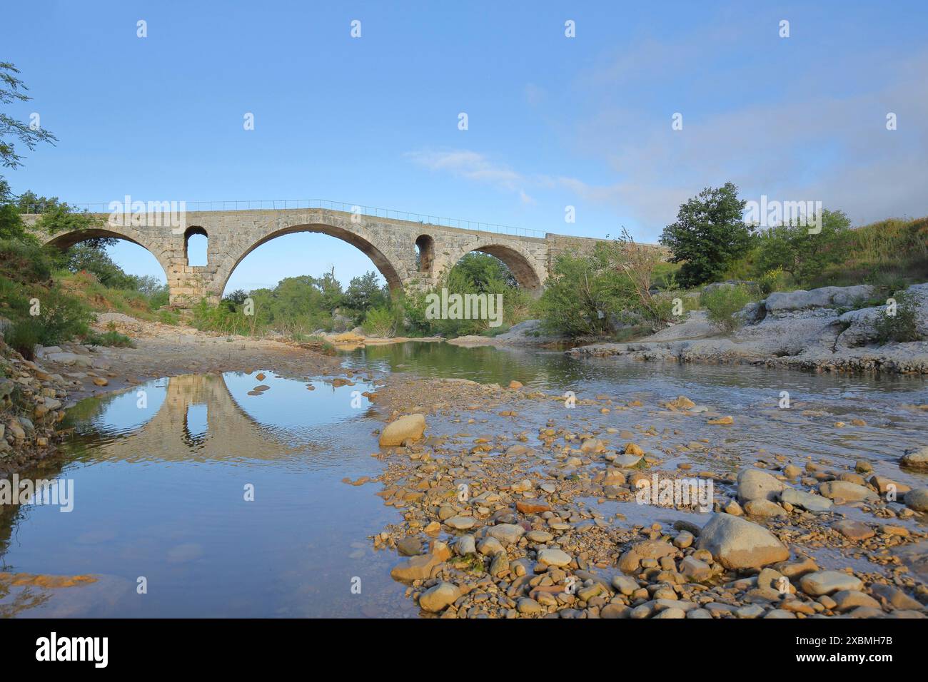 Roman stone arch bridge Pont Julien built 3rd century over the river ...