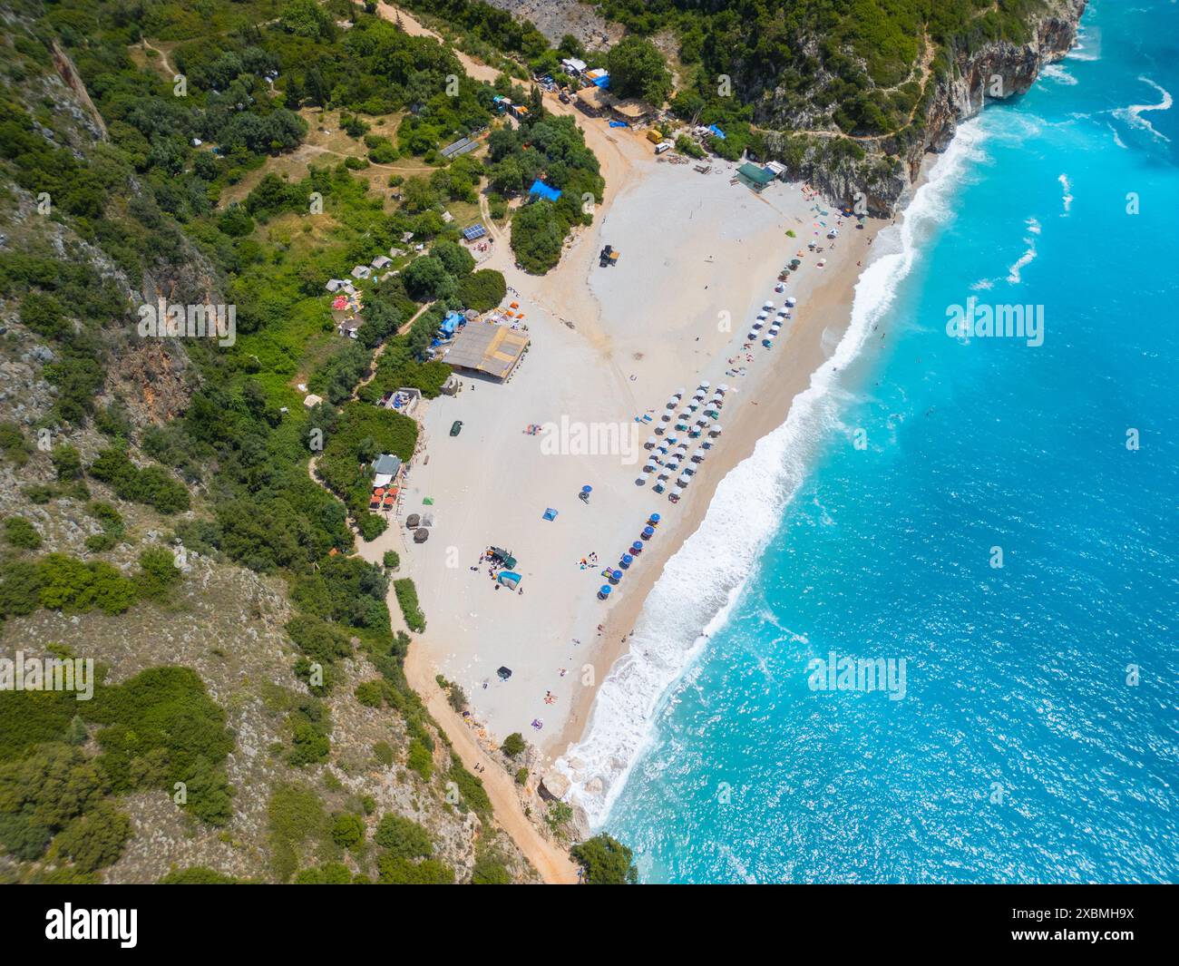 Aerial view of the Gjipe Beach coastline between Dhermi and Himara on ...