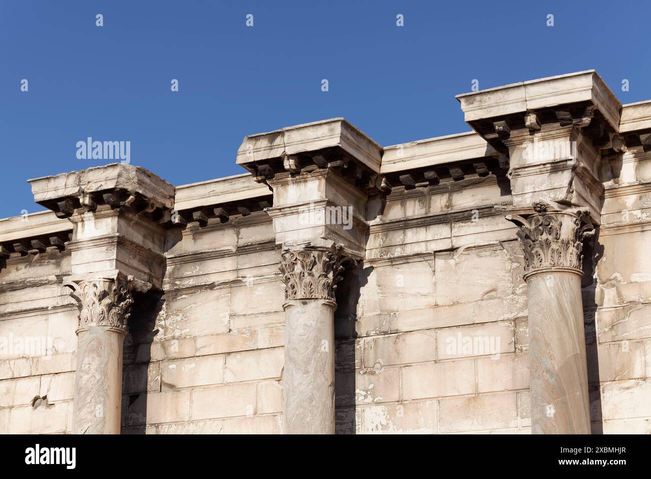 Corinthian columns of Hadrian's Library, detail of the west wall, Plaka ...