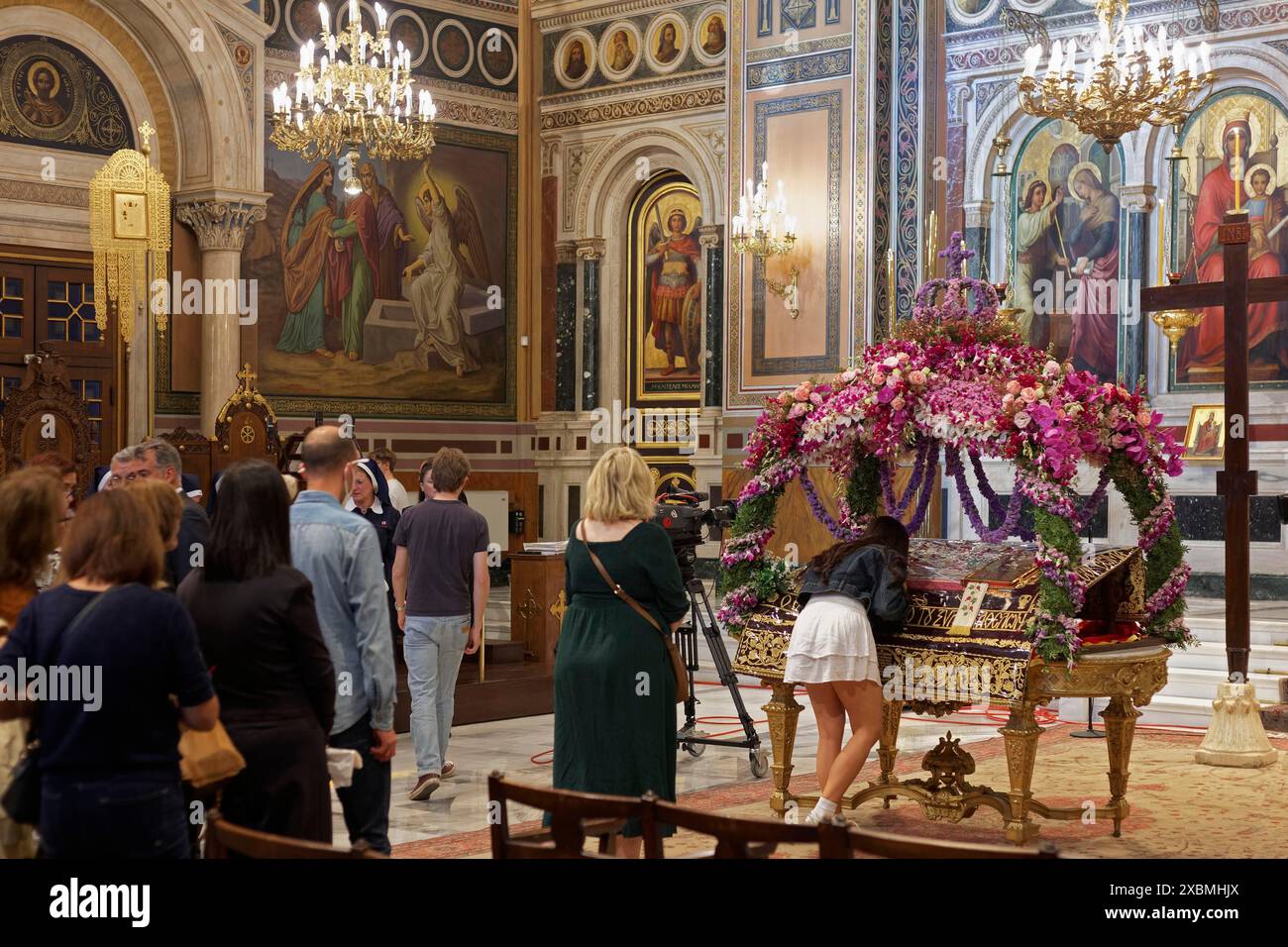 Worshippers at the Good Friday ceremony, Greek Orthodox Cathedral of ...