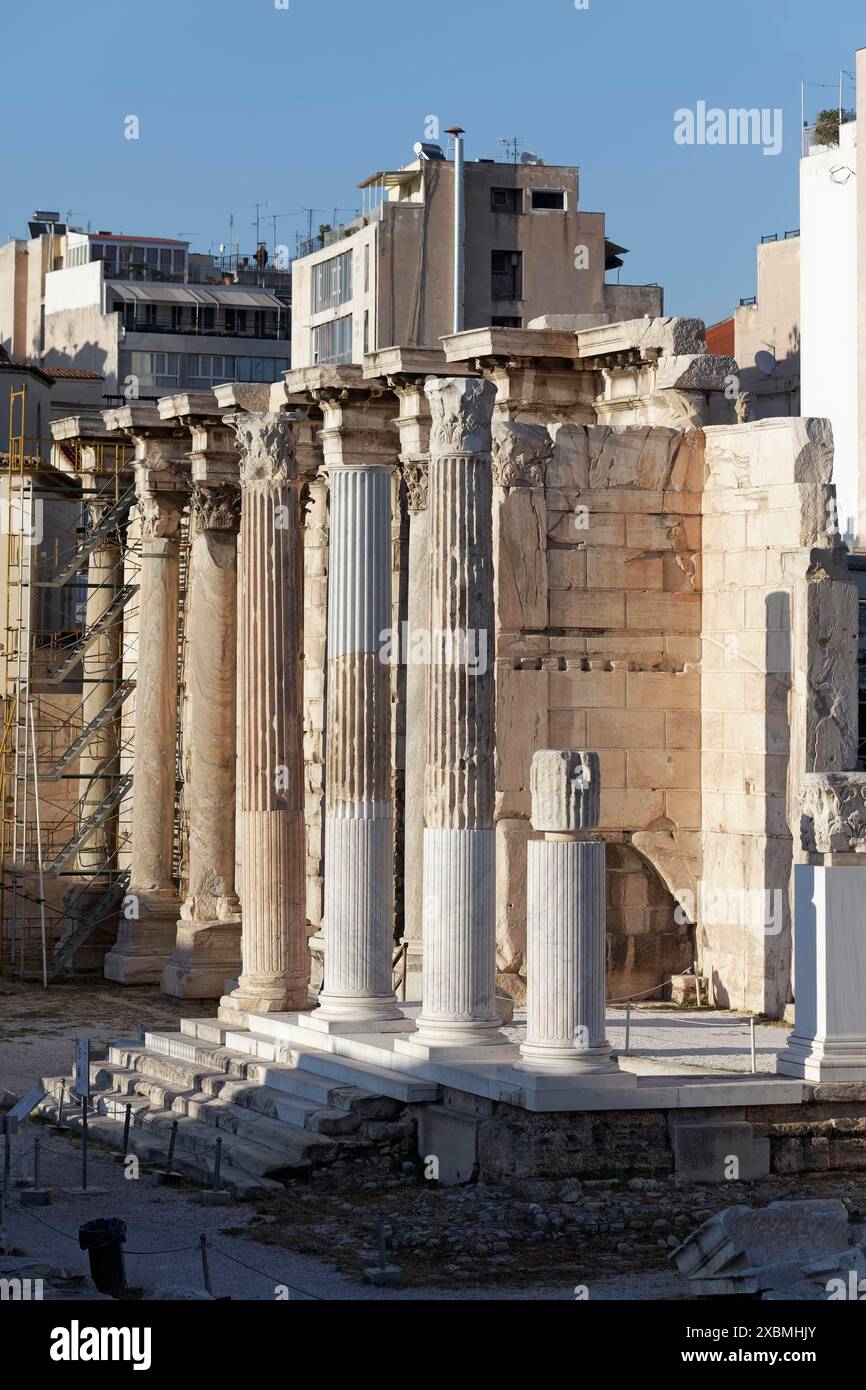 Ruins of Hadrian's Library, west wall with Corinthian columns, Plaka ...