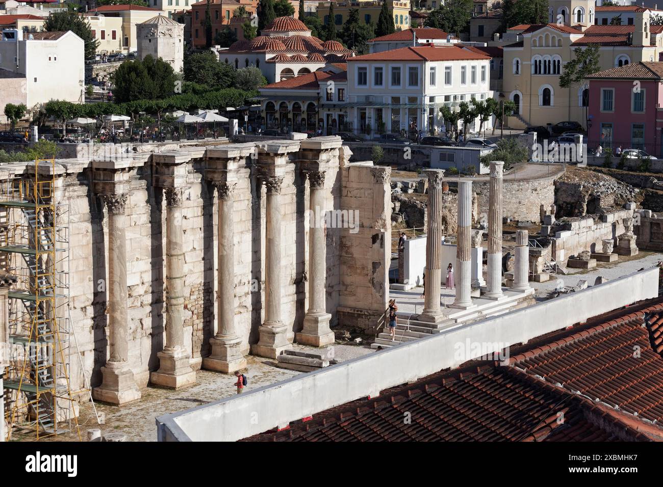 Ruins of Hadrian's Library, west wall with Corinthian columns, Plaka ...